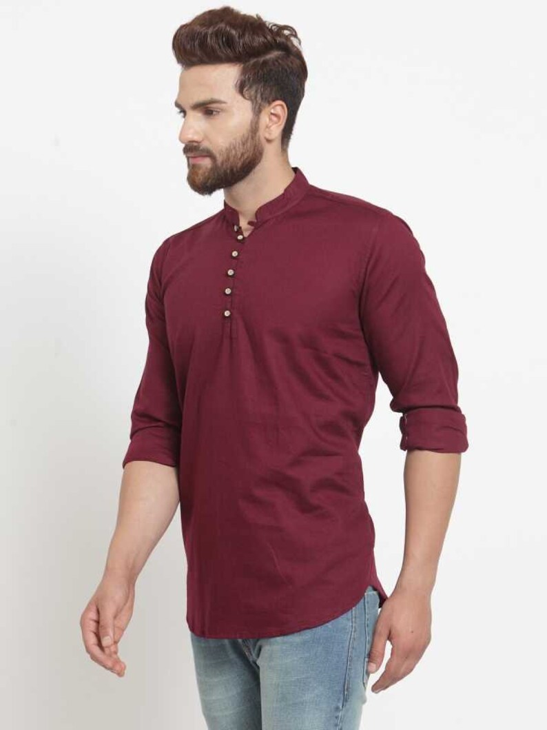 Indian Mens Shirt Kurta Short Kurta Men Dress Shirt Wear Etsy