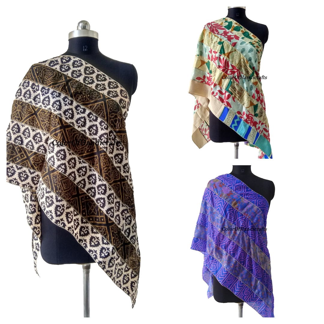 Indian Vintage Sari Fashionable Scarf Wrap Scarves Patchwork Stole ...