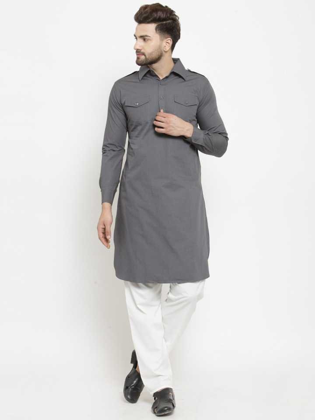 Indian Men's Kurta, Men Tunic Dress Shirt Wear Traditional Poly Cotton ...