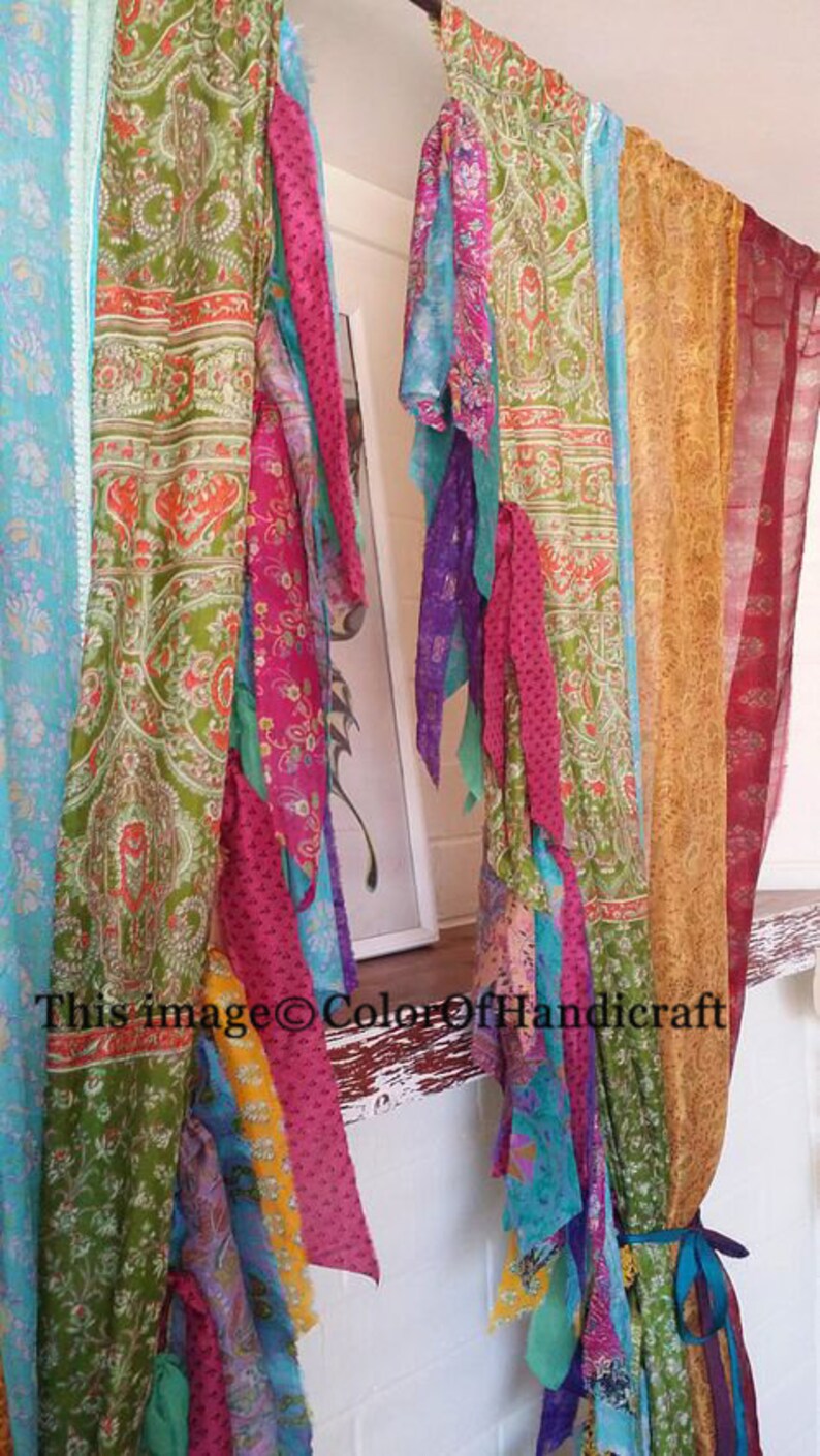 2 Pcs Indian Vintage Old Silk Sari Fabric Made Multi Color | Etsy