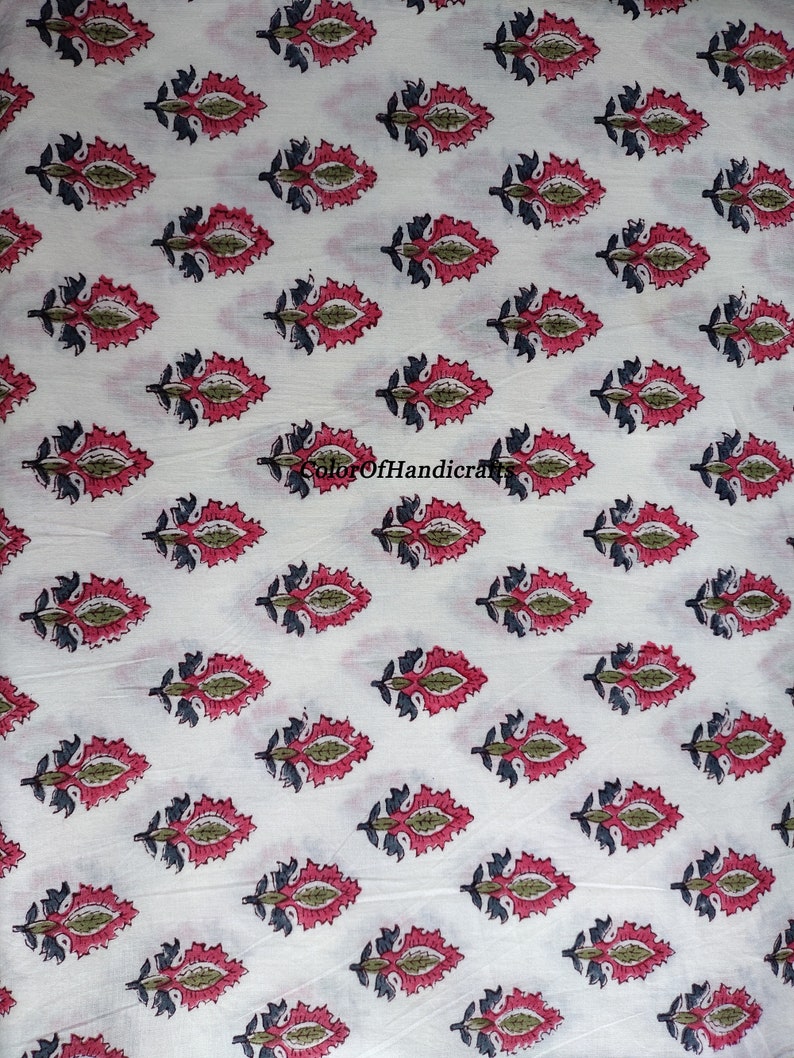 Indian Natural Hand Block Printed Fabric Handmade Cotton | Etsy