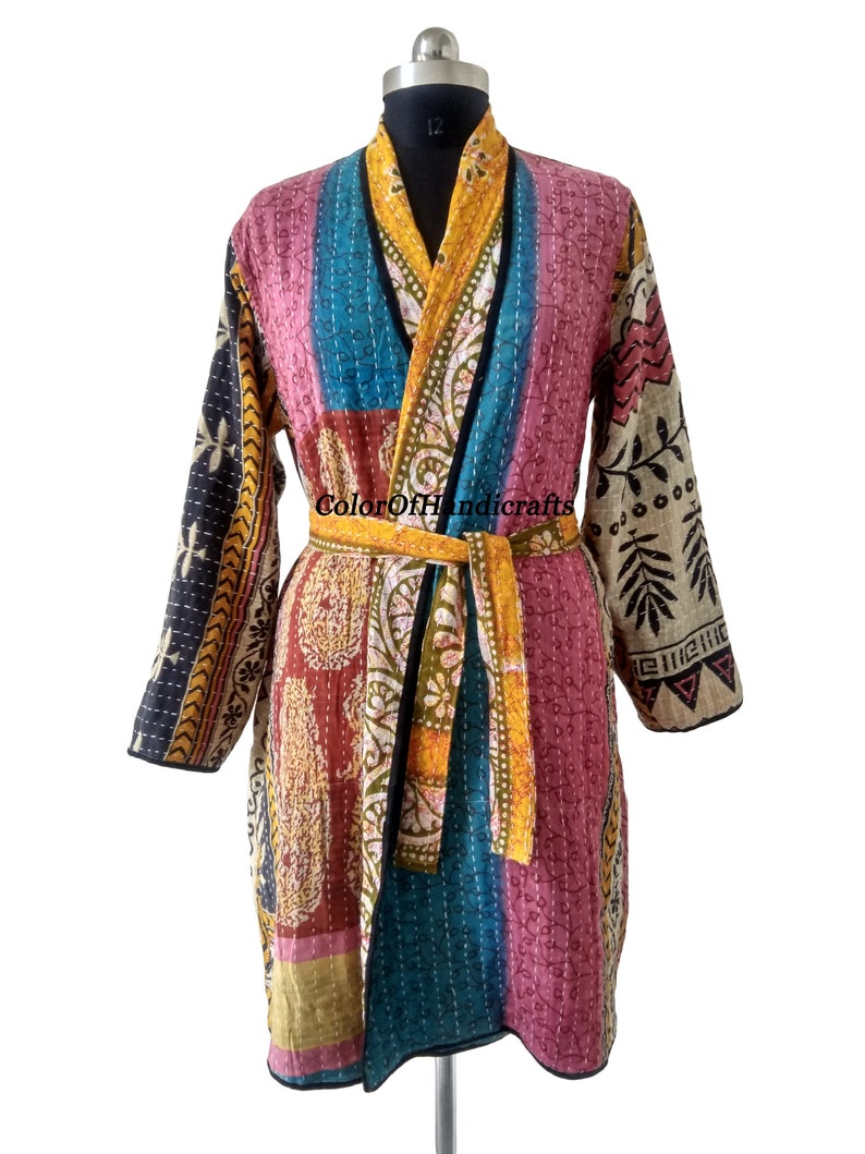 Bath Robe 100% Cotton Indian Handmade Kantha Stitch | Etsy