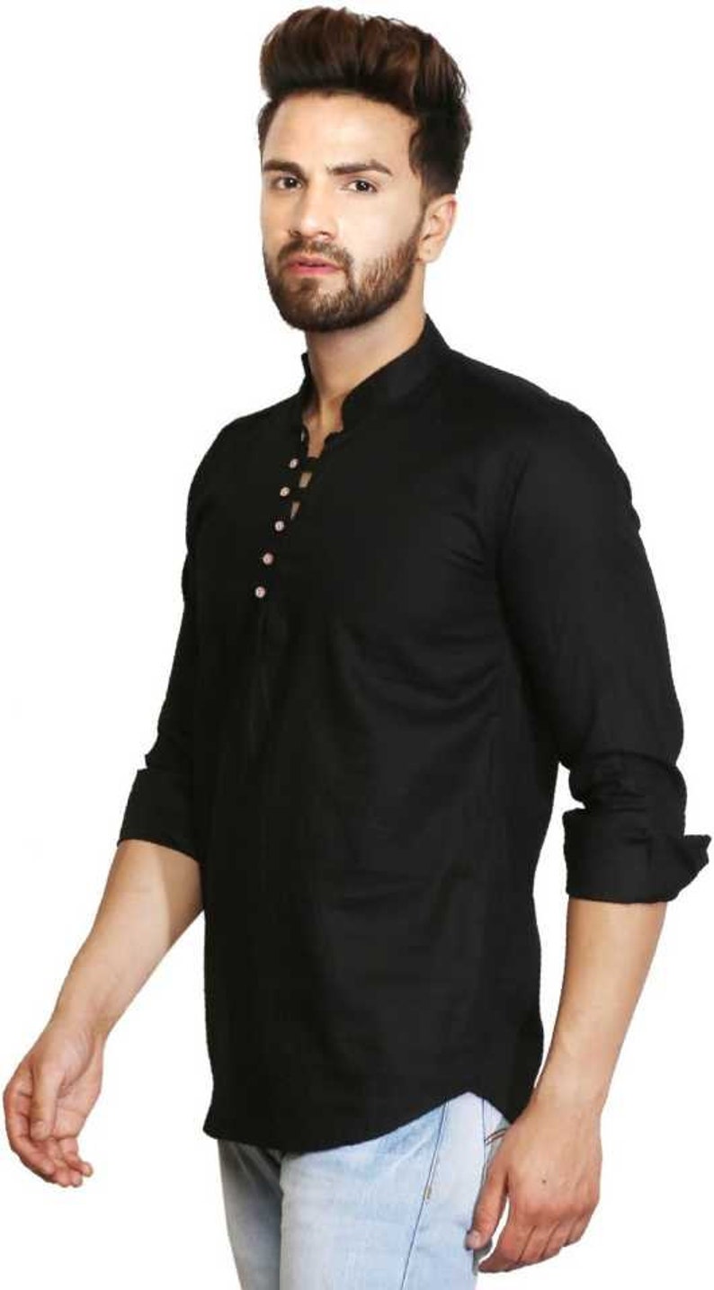 Indian Mens Shirt Kurta Short Kurta Men Dress Shirt Wear Etsy