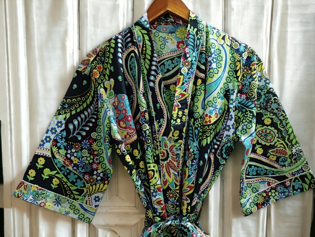 Indian Mughal Print Cotton Robe/ Beach Robe/ Kimono Robe/ Swim Wear ...