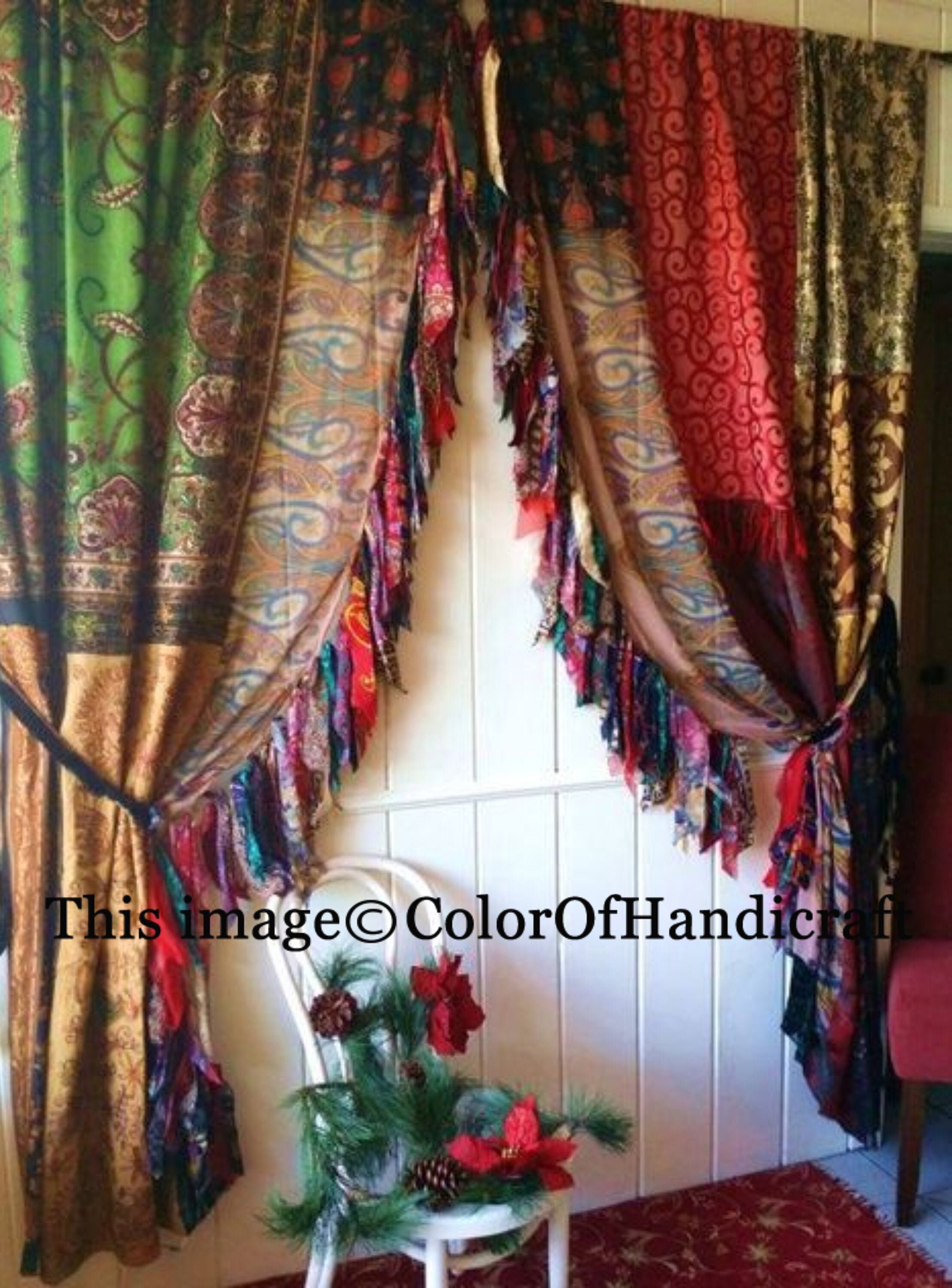 2 Pcs Indian Vintage Old Silk Sari Fabric Made Multi Color - Etsy