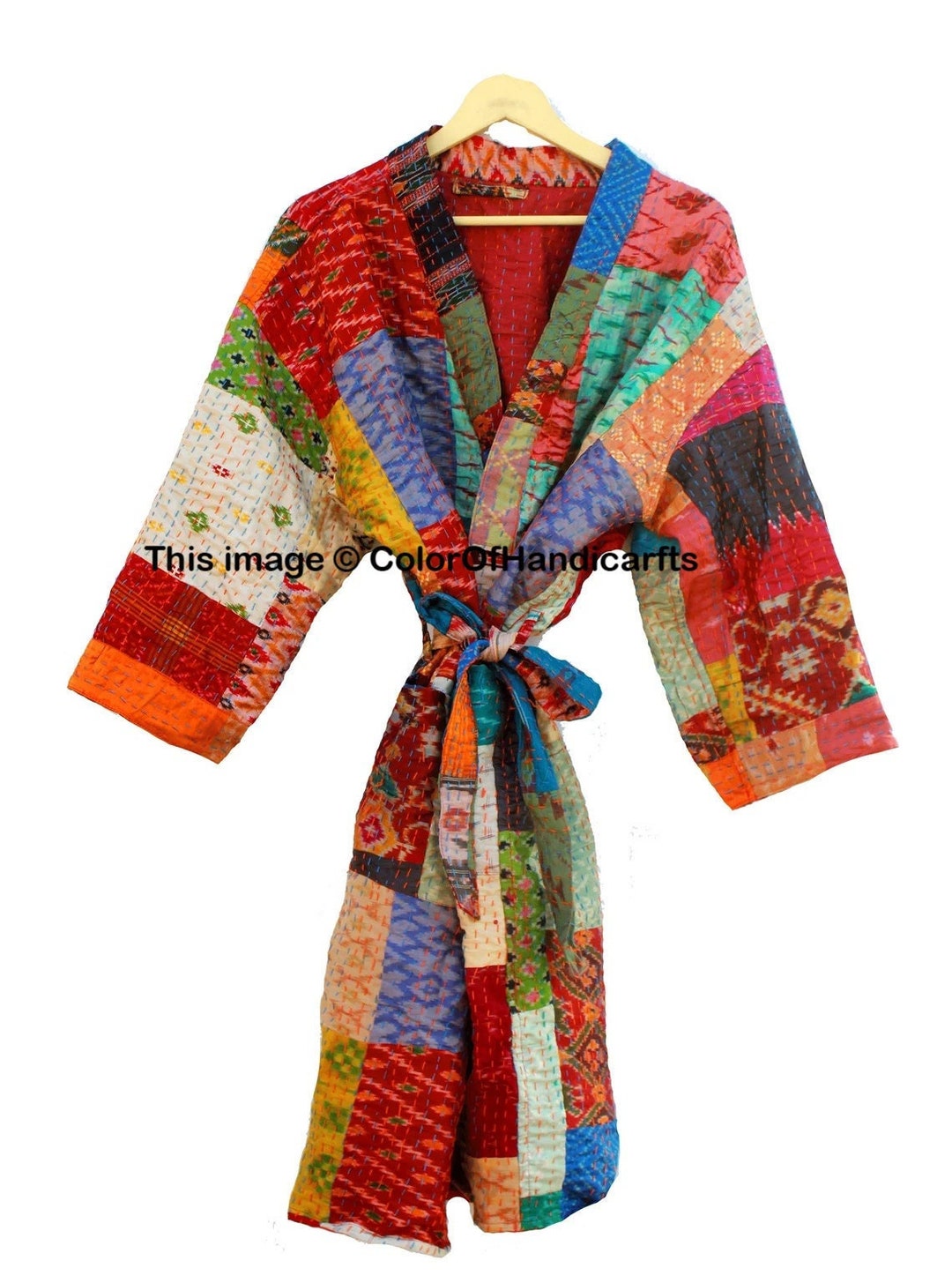 Vintage Silk Sari Kantha Kimono Robes Lover Recycled Dressing Gowns ...