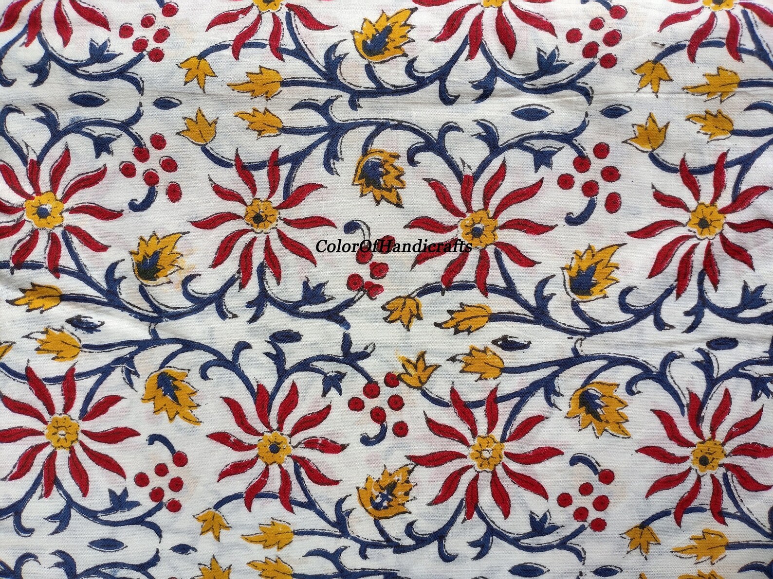 Floral Print Cotton Fabric Block Print Fabric Dress Vegetable - Etsy