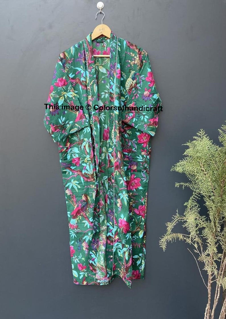Indian Bird of Paradise Print Beach Robe/Kimono Robe/Swim Wear | Etsy