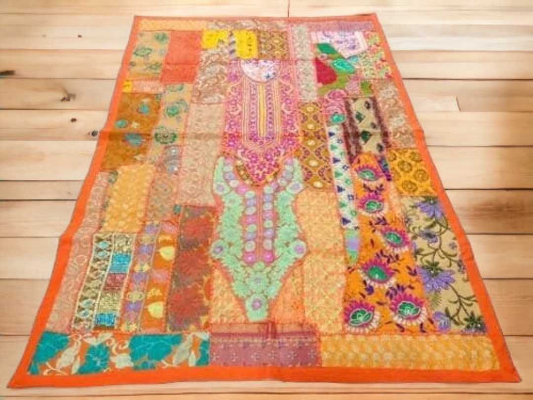 Handmade Heavy Embroidered Wall Hanging Antique Bohemian Decorative Patchwork Beads Tapestries ...