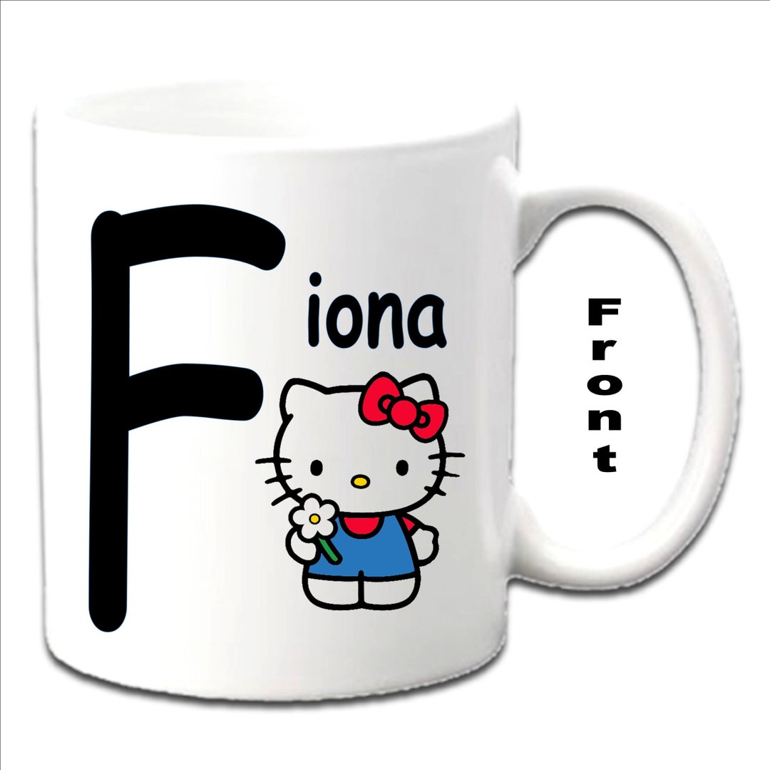 Personalised Initial With HELLO KITTY Character Printed White Mugs - Etsy