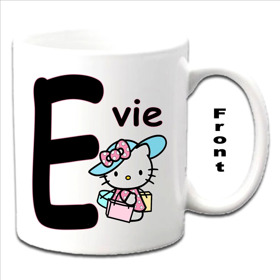 Personalised Initial With HELLO KITTY SHOPPING Character Printed White ...