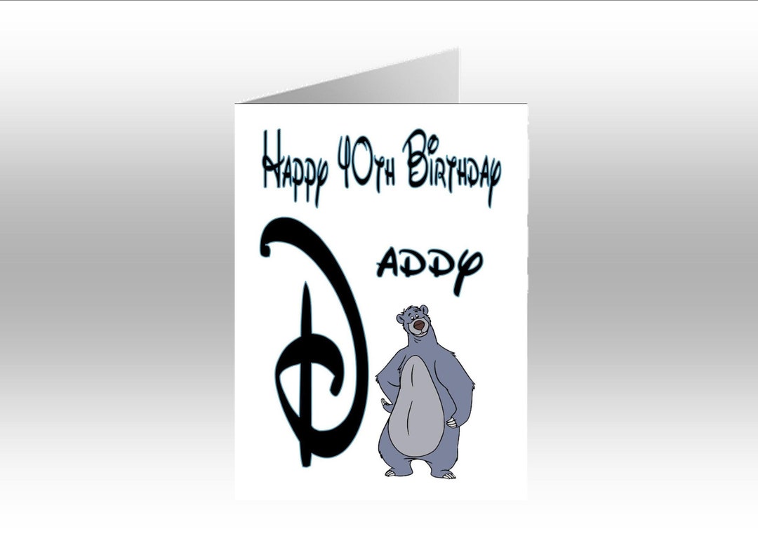 Personalised Printed BALOO ~ Jungle Book Initial A5 Greeting Card ~ Any ...