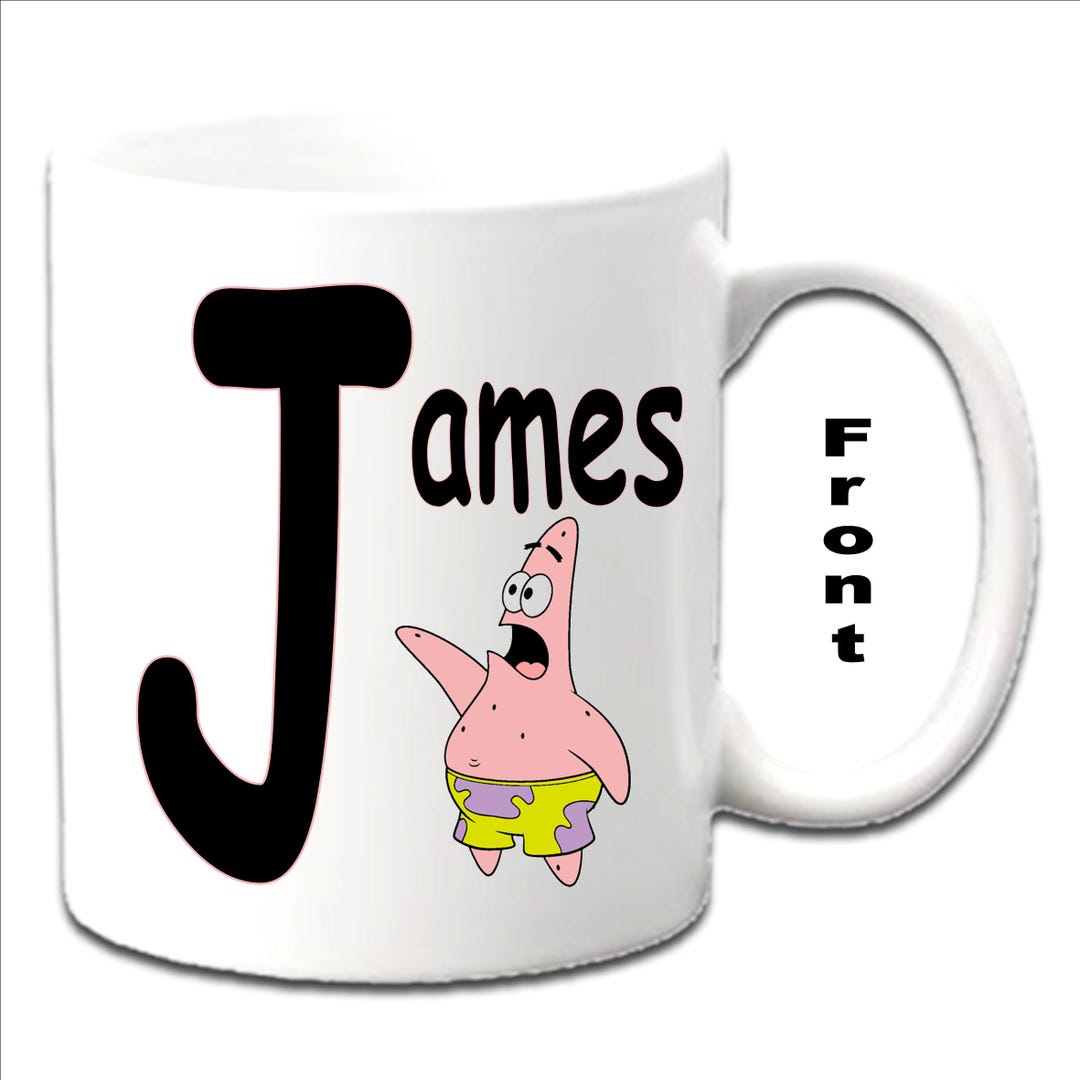 Personalised Initial With PATRICK STAR SPONGEBOB Character Printed ...