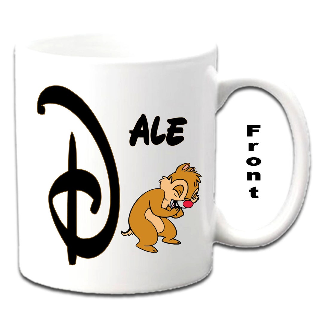 Personalised Initial With DALE CHIP & DALE Character Printed White Mugs ...