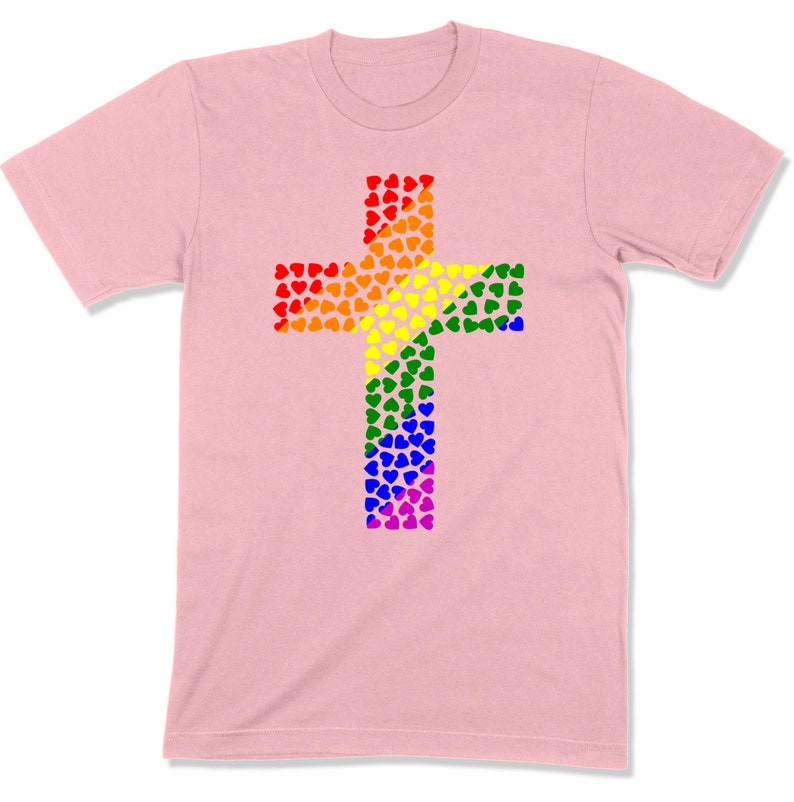 Lgbt Gay Pride Shirt Cross Christian Rainbow Lgbtq Flag Shirt Etsy
