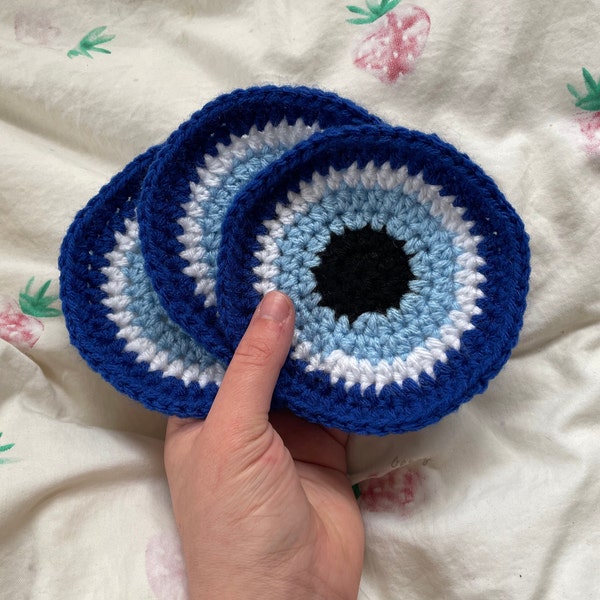 Crochet Evil Eye Coaster - Etsy