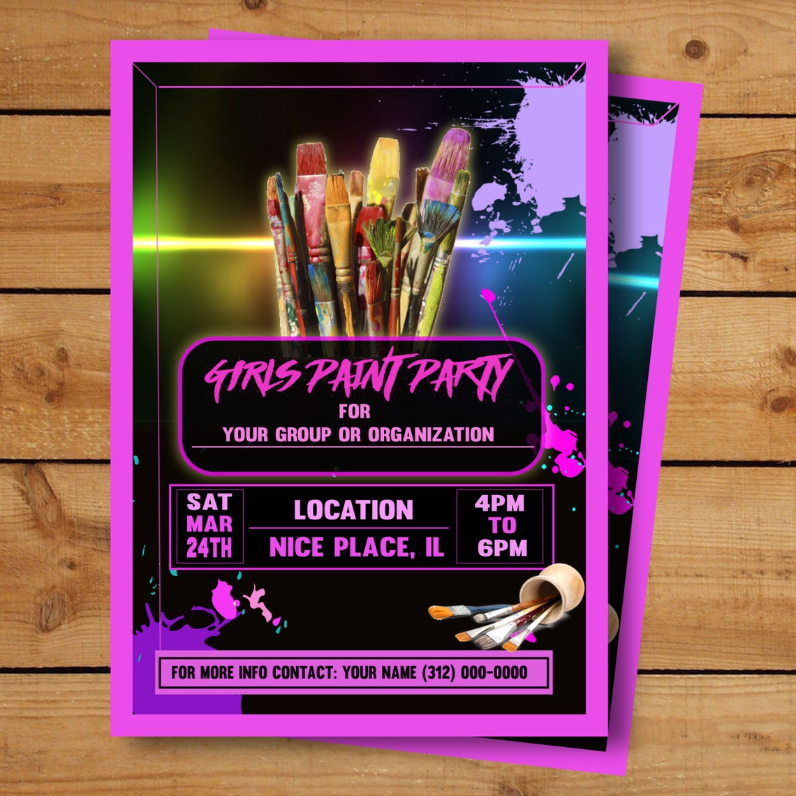 Paint Party Invitation Art Birthday Invitation Art Party - Etsy