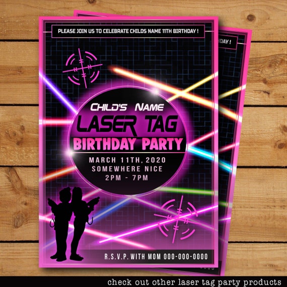 Laser Tag Partylaser Tag Invitationgirls Laser Tag Invites - Etsy