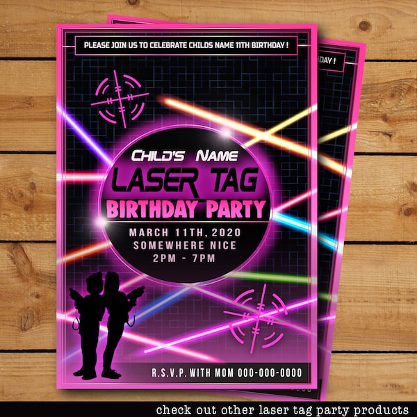 Laser Tag Invites - Etsy