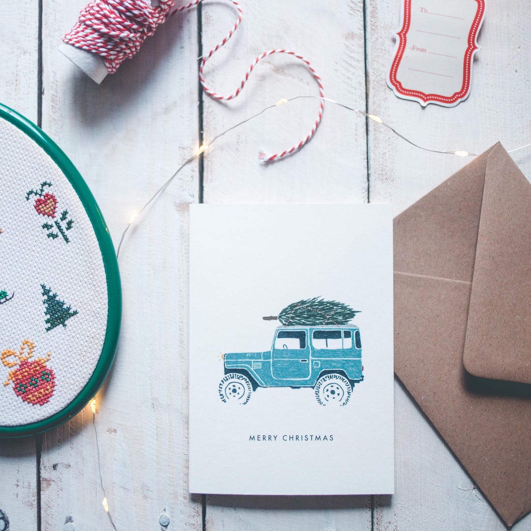 Greeting Card, Christmas, Merry Christmas Car, Léo Bizard - Etsy