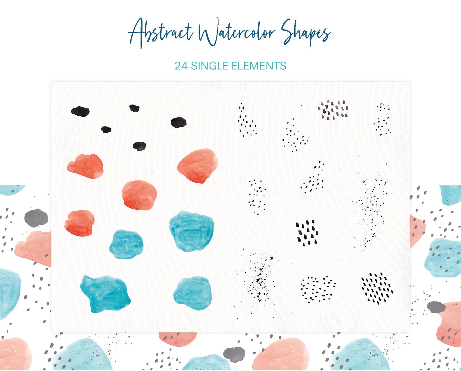 Abstract Watercolor Clipart Set Hand Drawn Abstract Shapes | Etsy