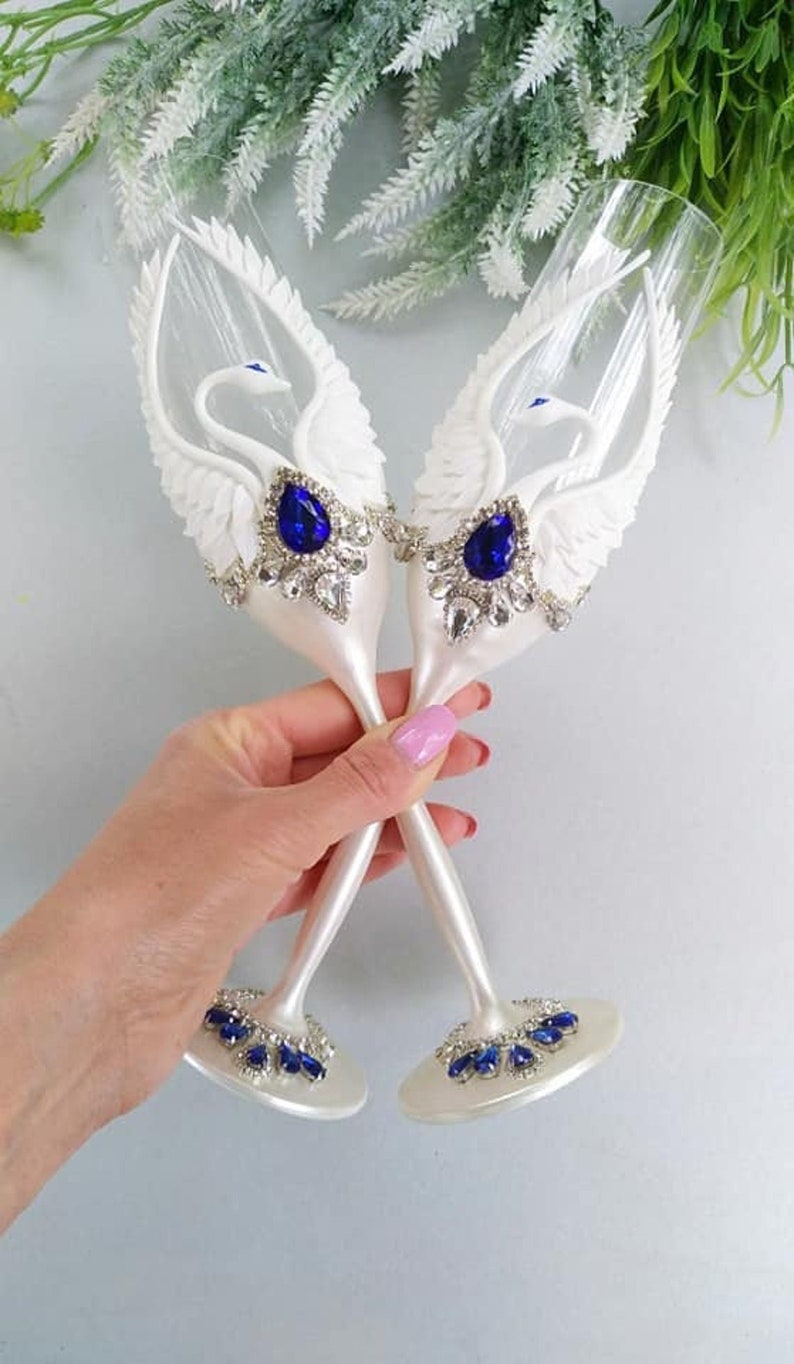 Wedding Unity Candle Set Blue and White Pearl Unity Ceremony - Etsy