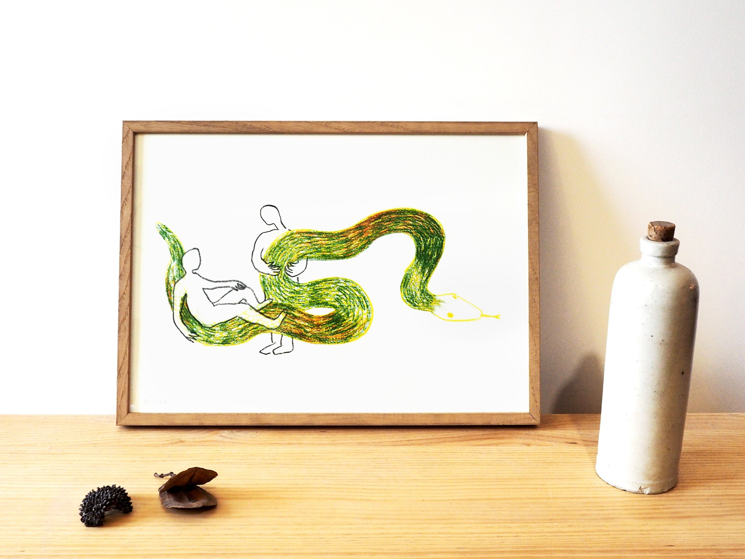 Poster silky Snake A3 Risograph - Etsy
