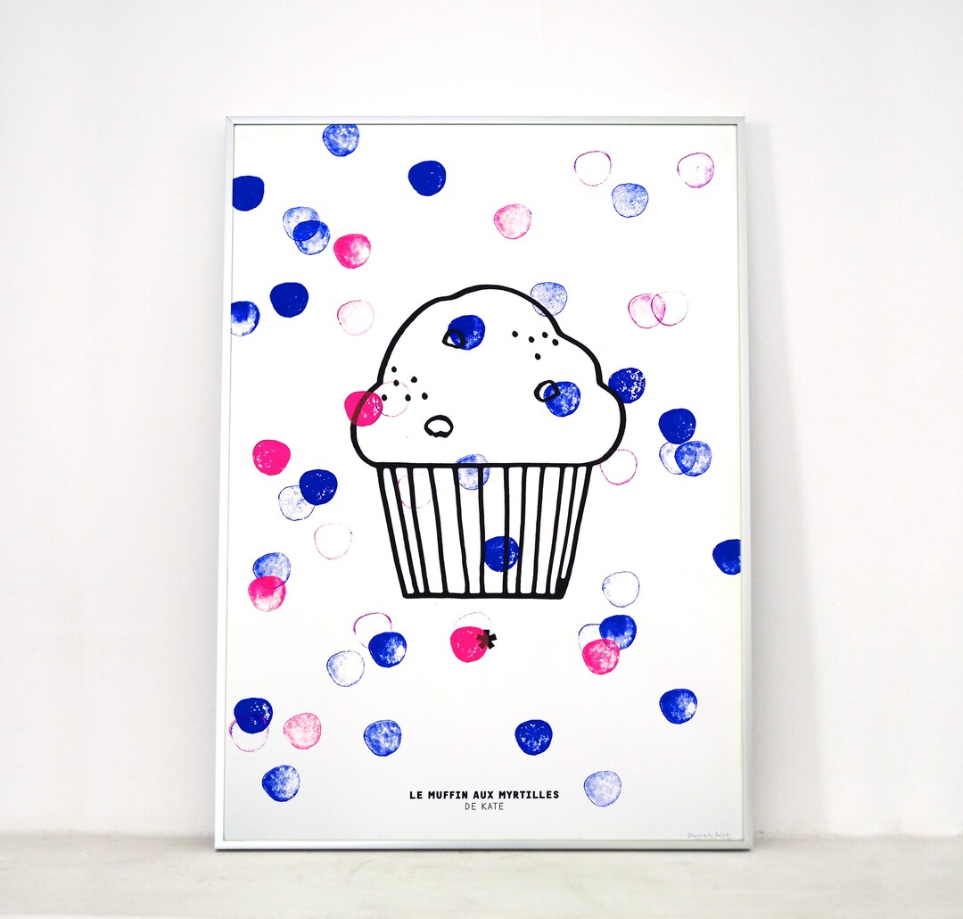 Blueberry Muffin Poster, Art Screenprint 50x70 Cm, Limited Edition ...