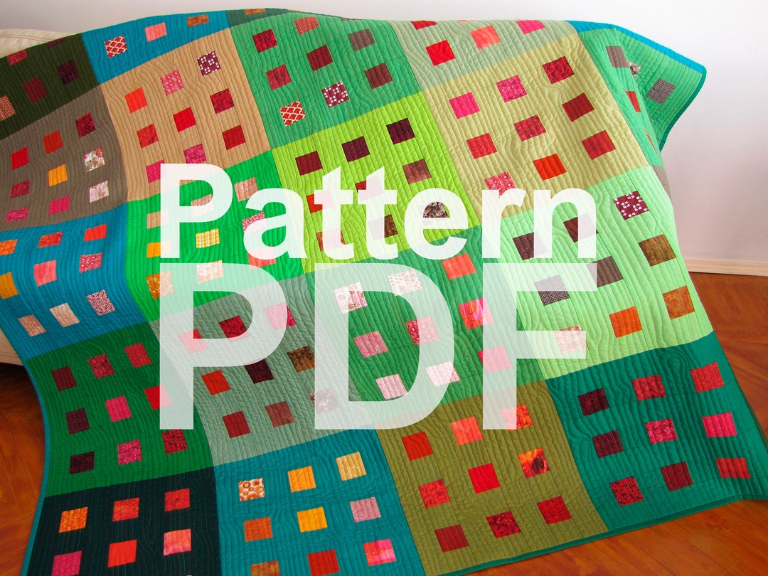 Modern Quilt Pattern PDF Contemporary Colorful Green Quilt Pattern Fat ...