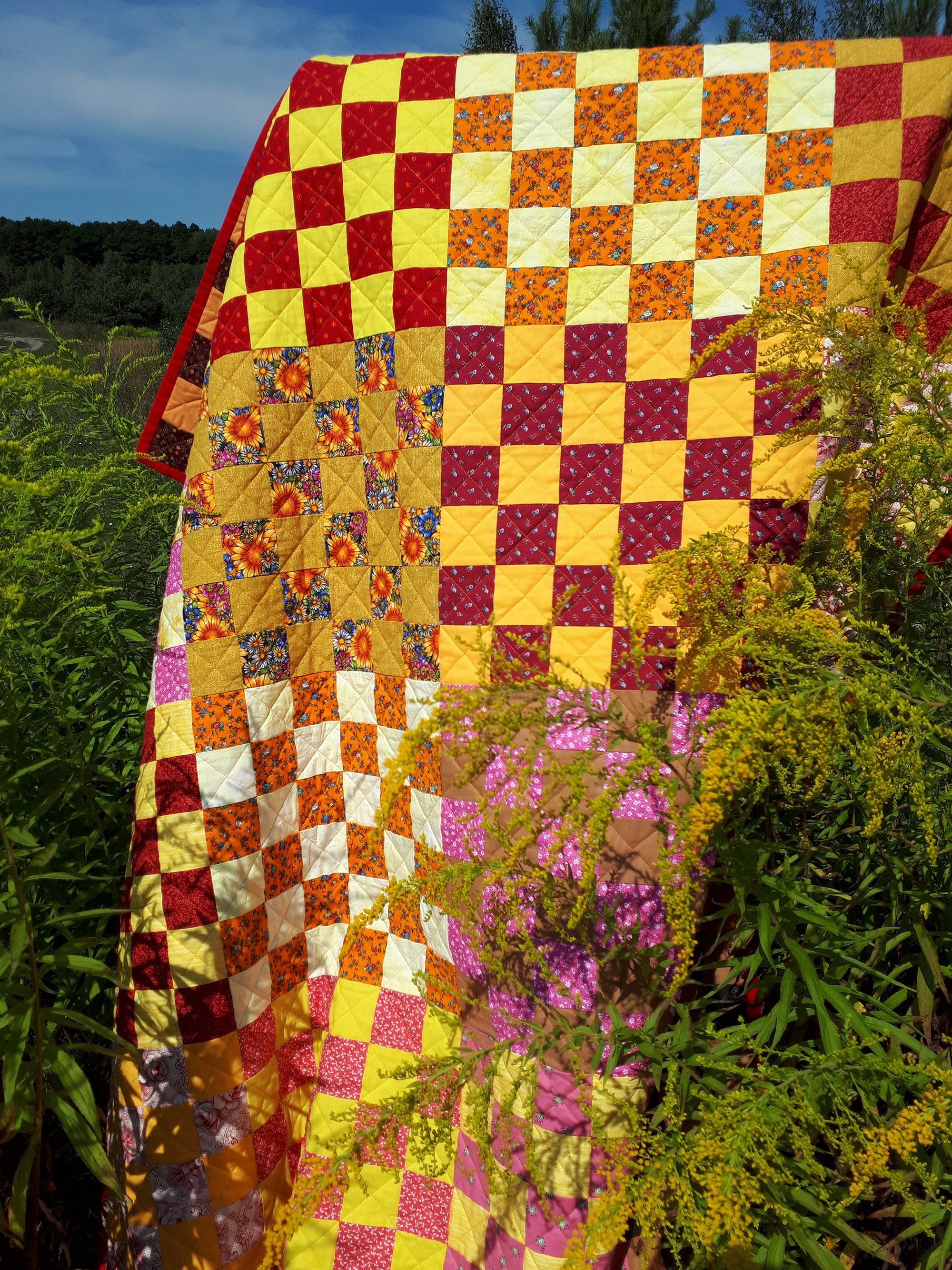 Modern Yellow Red Quilt for Sale Checkered Plaid Inspiring Contemporary ...