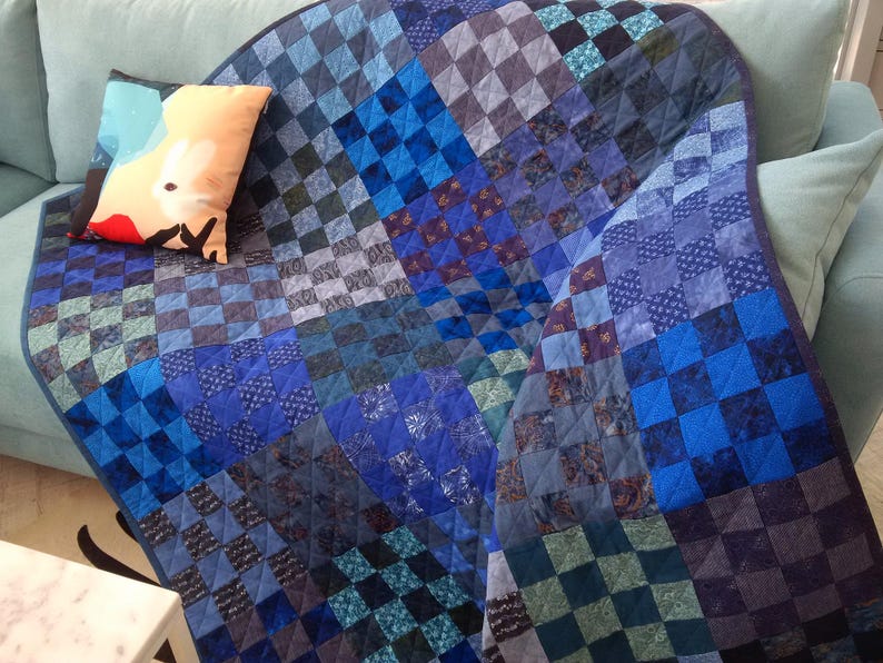 Blue Chessboard Quilt Pattern PDF, Modern Contemporary Quilt Pattern ...
