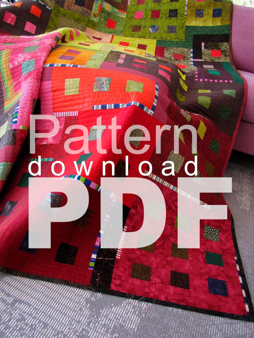 Contemporary Quilt Pattern PDF 68x90inch Instant Download Modern ...