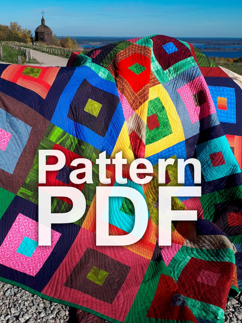 Pattern PDF of Modern Quilt Contemporary Bright Rainbow Quilt Author ...