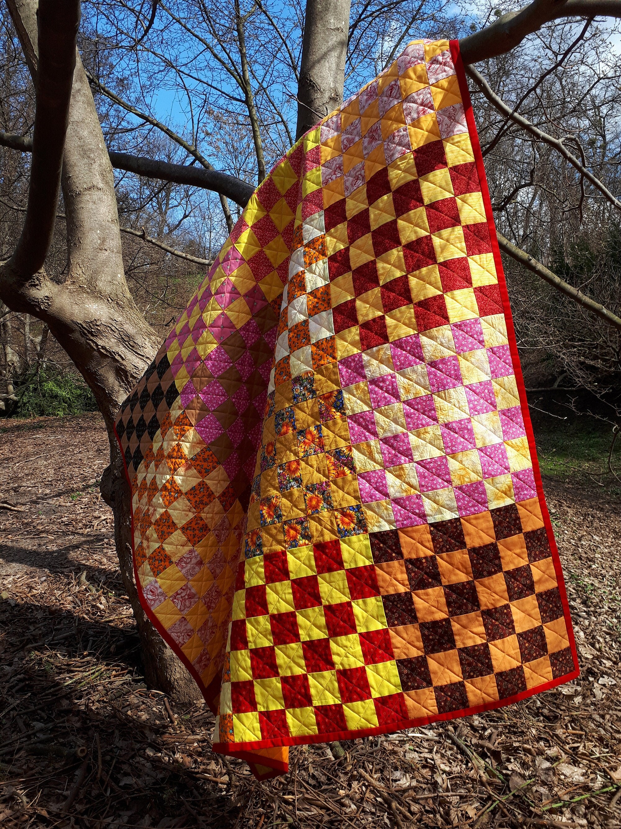 Modern Yellow Red Quilt for Sale Checkered Plaid Inspiring Contemporary ...
