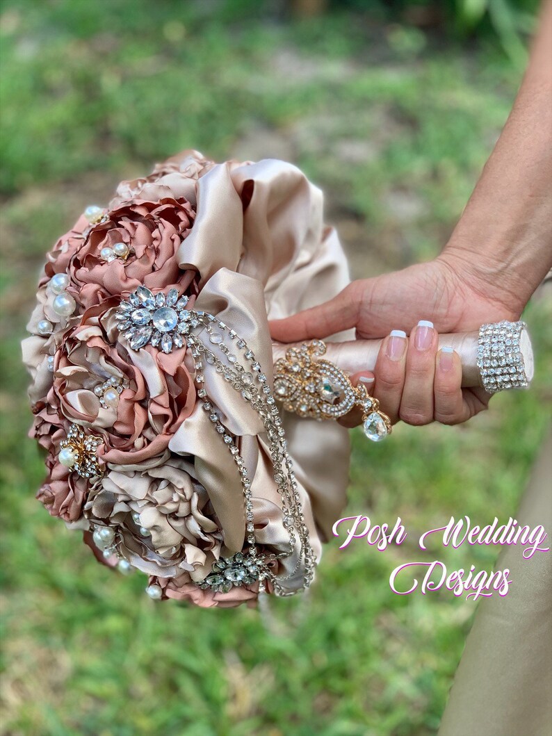 Copper and Champagne Brooch Bouquet Bridal Brooch Bouquet - Etsy
