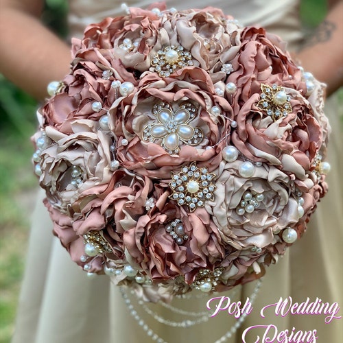 Copper and Champagne Brooch Bouquet Bridal Brooch Bouquet | Etsy