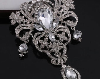 Rhinestone Dangle Brooch - Etsy
