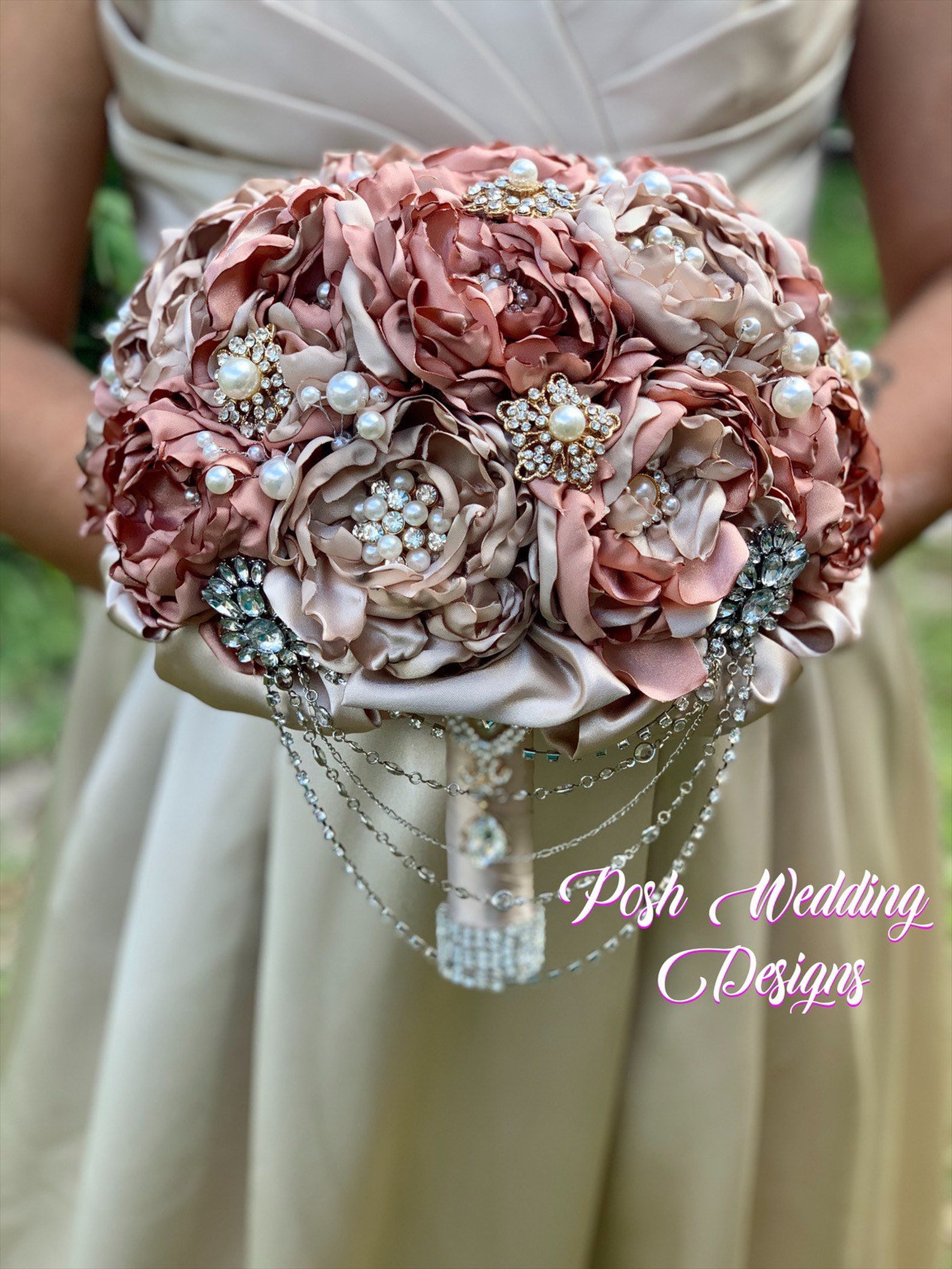 Copper and Champagne Brooch Bouquet Bridal Brooch Bouquet | Etsy