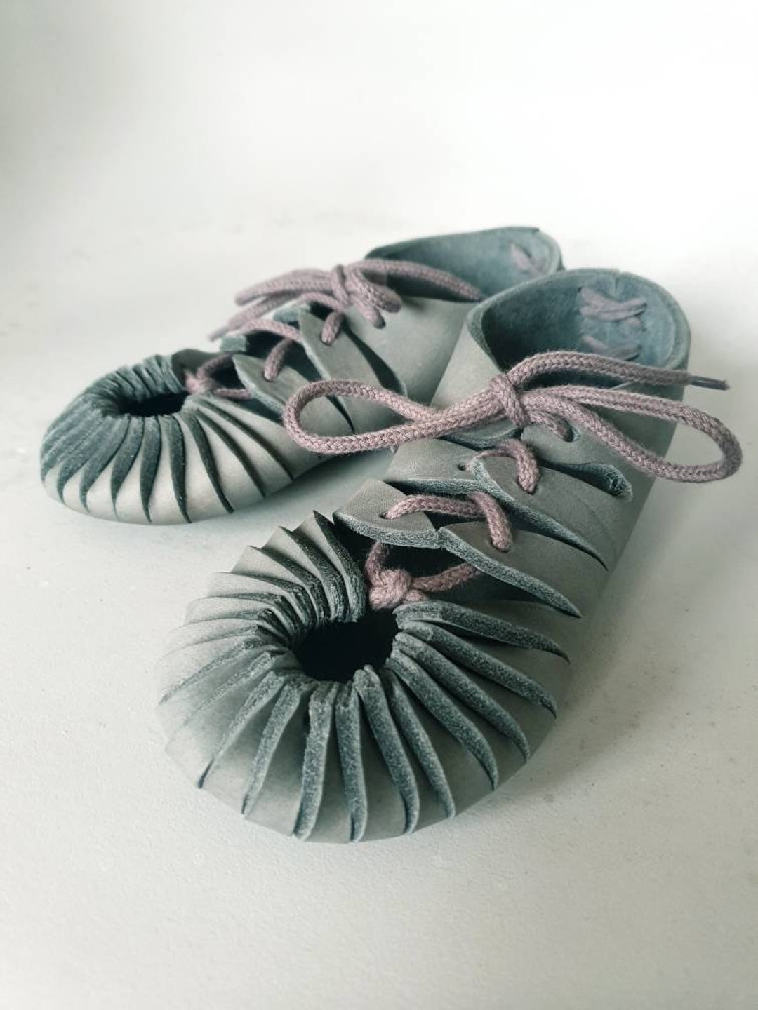 Waistband Shoes, Grey, Thick Leather, Medieval Shoes, Roman Shoes ...
