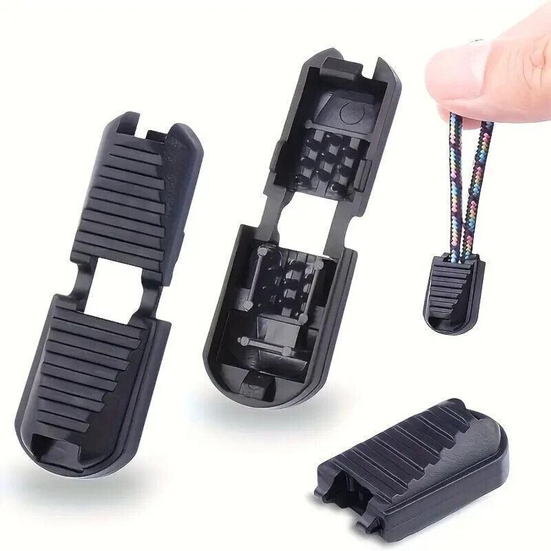 Black Pull Cord End Clip Closer for Rope, Shoe Laces, Backpacks, Bags ...