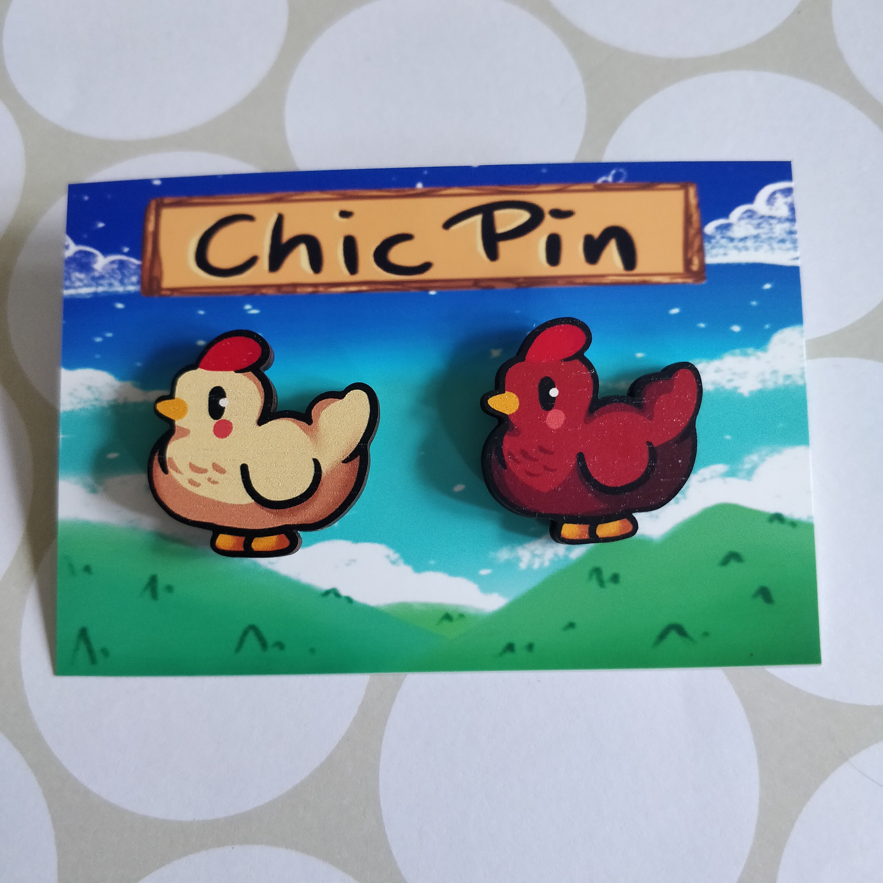 Wooden Chic Pins Cute Pins Cute Farm Animals Chicken | Etsy