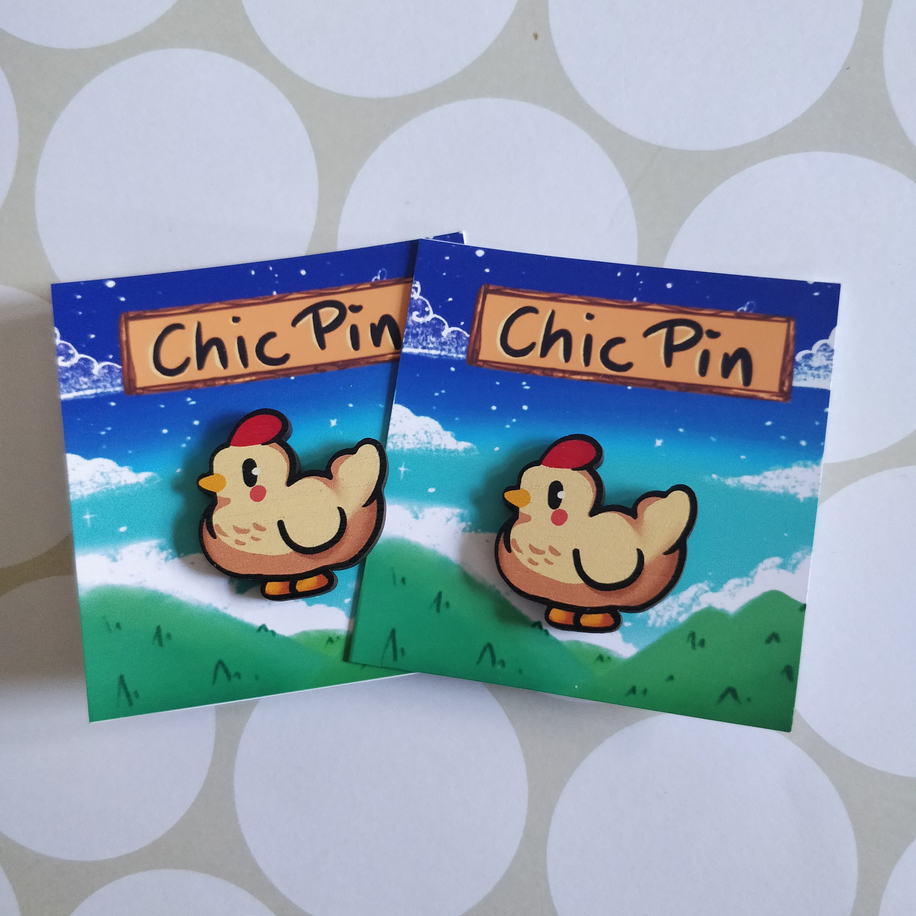 Wooden Chic Pins Cute Pins Cute Farm Animals Chicken | Etsy