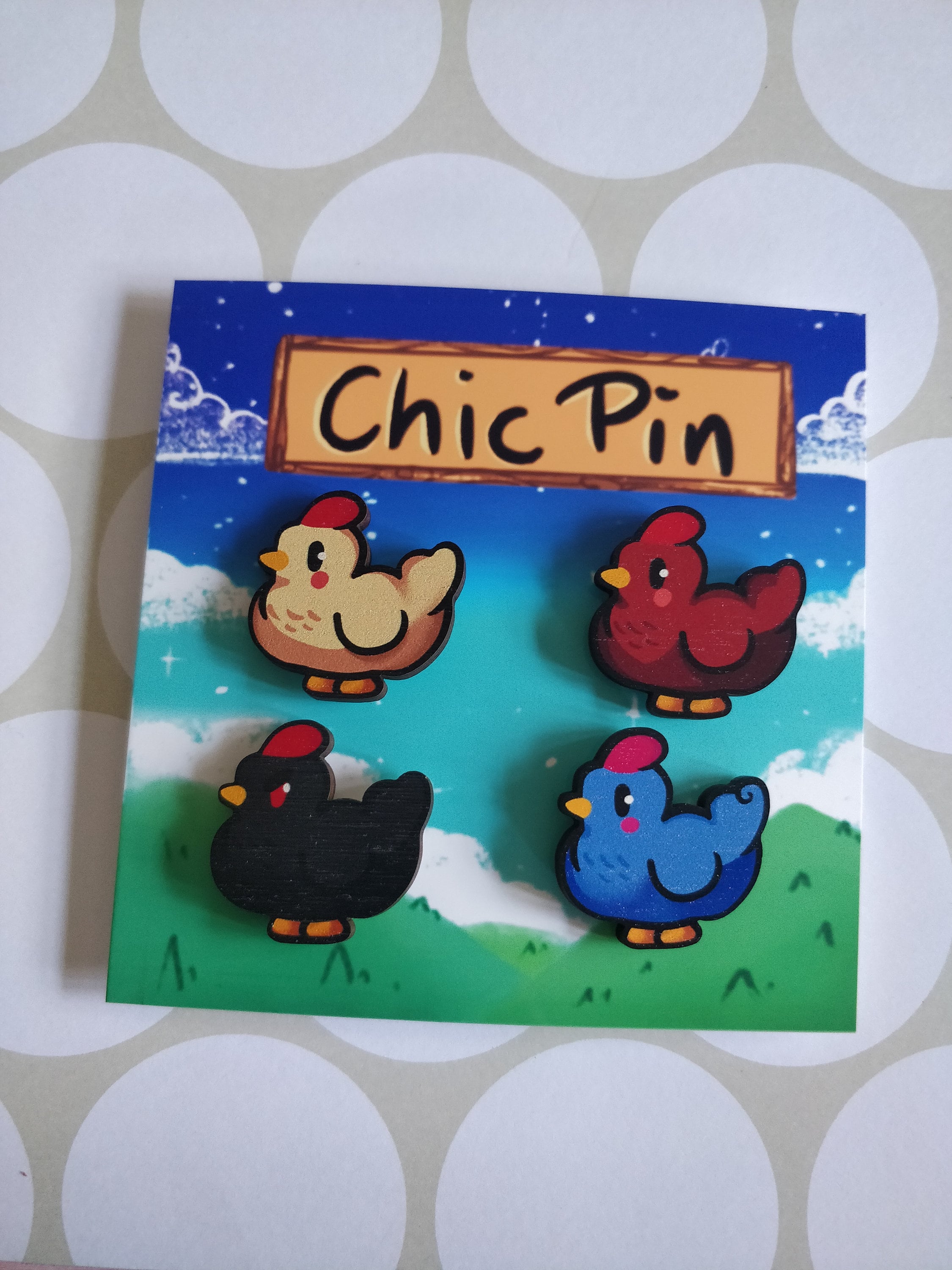 Wooden Chic Pins Cute Pins Cute Farm Animals Chicken | Etsy