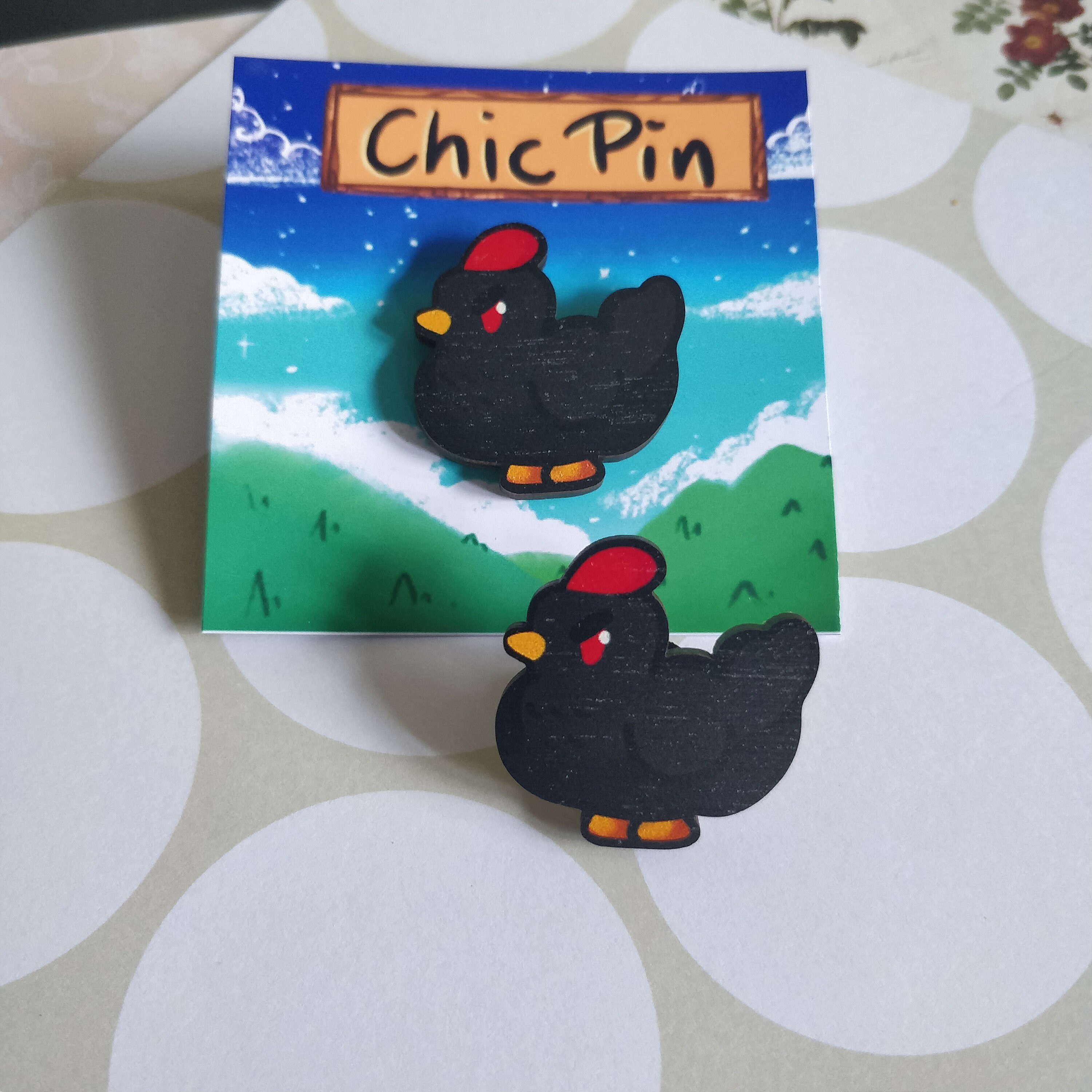 Wooden Chic Pins Cute Pins Cute Farm Animals Chicken | Etsy