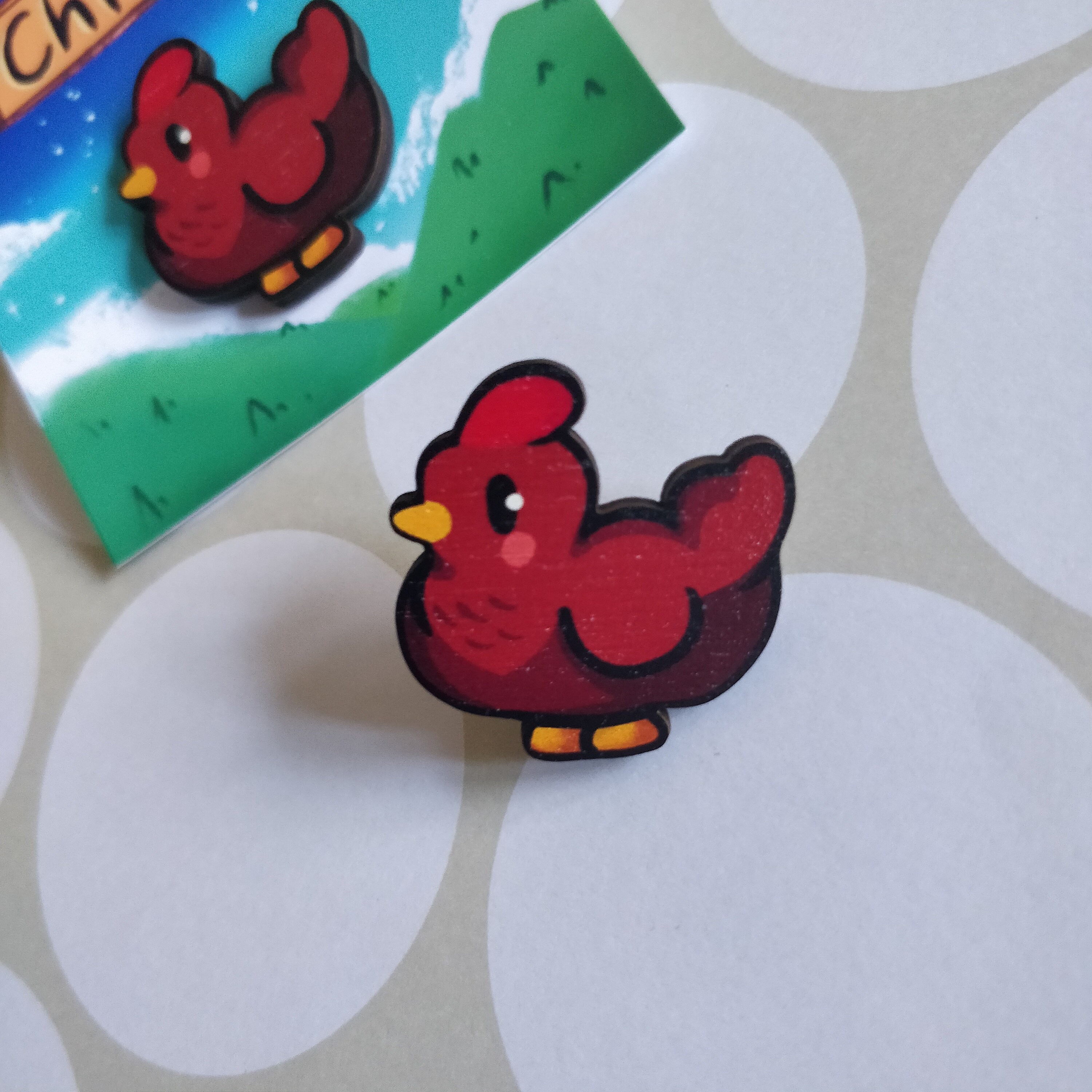 Wooden Chic Pins Cute Pins Cute Farm Animals Chicken | Etsy