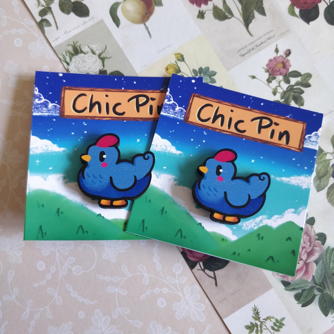 Wooden Chic Pins Cute Pins Cute Farm Animals Chicken | Etsy