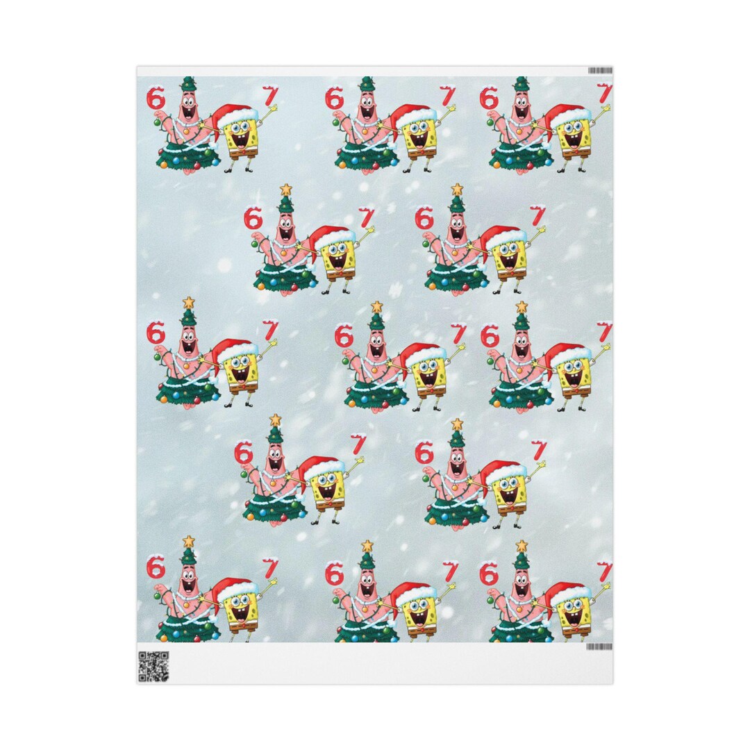 67 Spongebob & Patrick Christmas Wrapping Paper | Holiday Pattern Roll ...