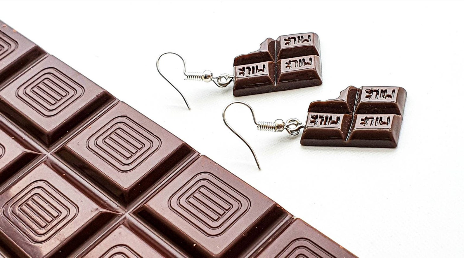 Dark Chocolate Earrings, Chocolate Earrings, Chocolate Chunks Earrings ...