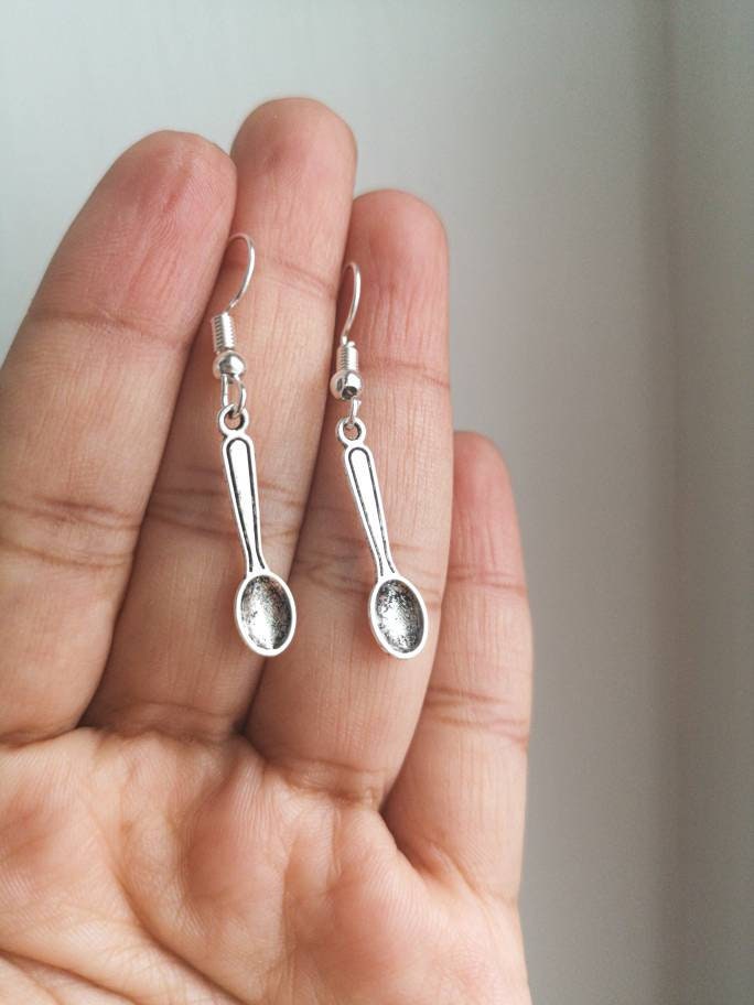 Spoon Earrings Antique Silver Spoon Earrings Sponie Gift - Etsy