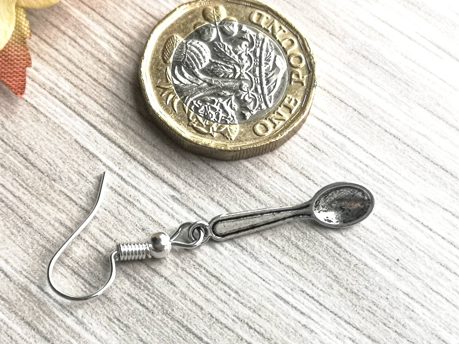 Spoon earrings Antique silver Spoon earrings Sponie gift | Etsy